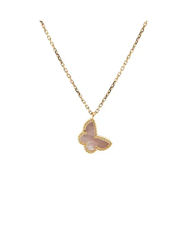VAN CLEEF & ARPELS Sweet Alhambra Butterfly Pendant Necklace 18k And Mother Of Pearl, 15.75 - Gold