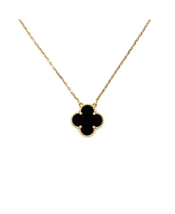 VAN CLEEF & ARPELS Vintage Alhambra Pendant Necklace 18k And Onyx, 16.5 - Gold