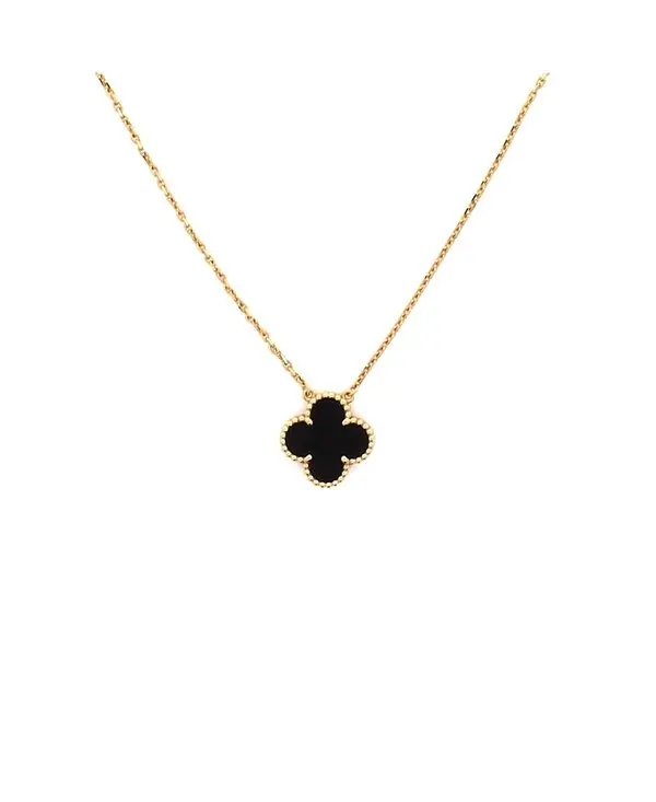 VAN CLEEF & ARPELS Vintage Alhambra Pendant Necklace 18k And Onyx - Gold