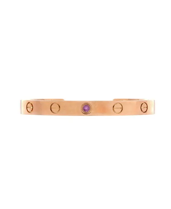 CARTIER Love Cuff Bracelet In 18k Rose Gold With Sapphire - Pink
