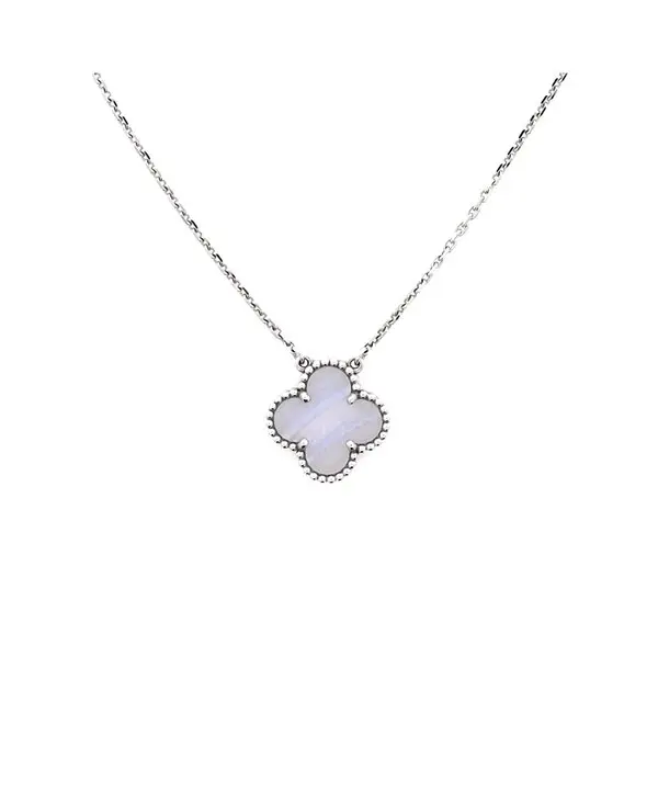 VAN CLEEF & ARPELS Vintage Alhambra Pendant Necklace 18k Gold And Chalcedony, 16.25 - White