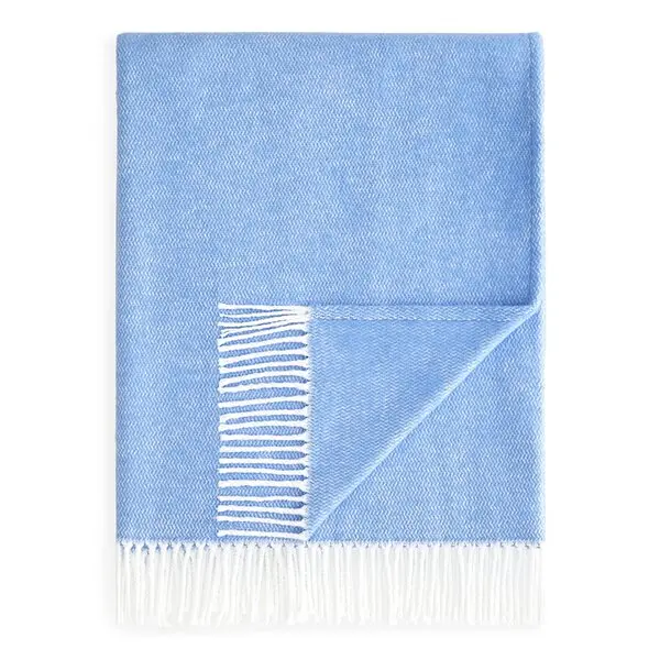 MATOUK Pezzo Fringe Throw Blanket - Azure