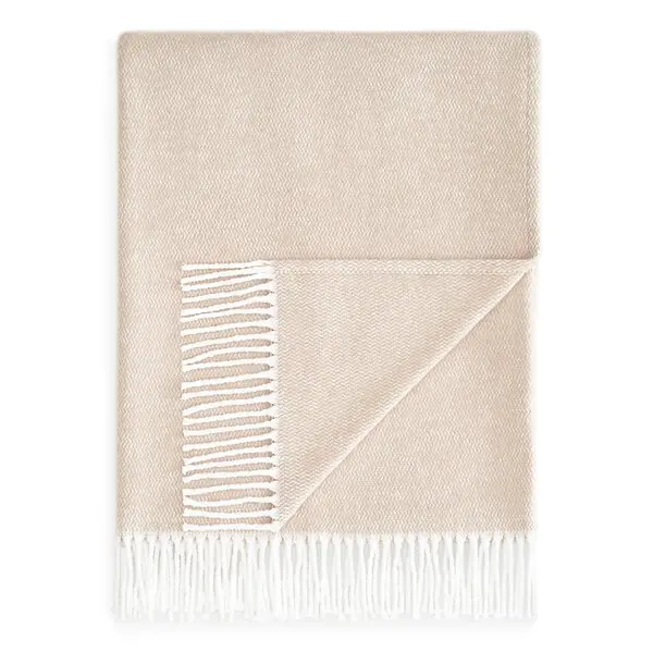 MATOUK Pezzo Fringe Throw Blanket - Champagne