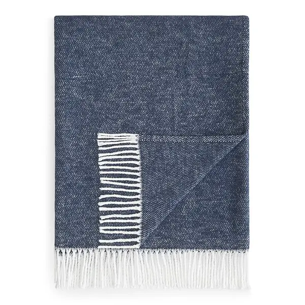 MATOUK Pezzo Fringe Throw Blanket - Navy