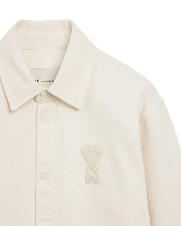 AMI Paris Cotton Logo Overshirt - White Cream