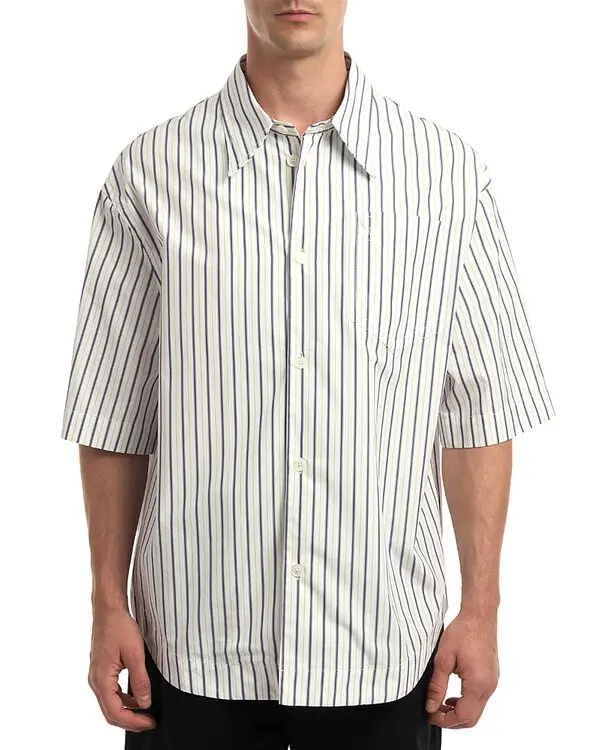 Ami Wide Fit Embossed Stripe Shirt