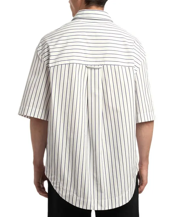 Ami Wide Fit Embossed Stripe Shirt