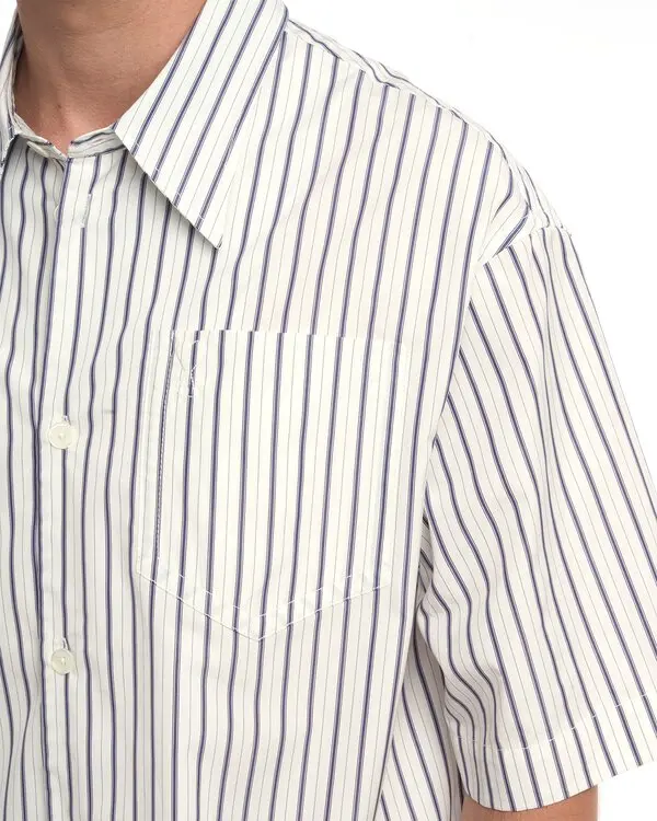 Ami Wide Fit Embossed Stripe Shirt