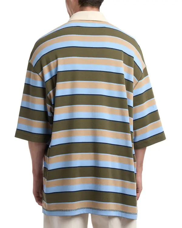 Ami Oversize Fit Stripe Polo Shirt