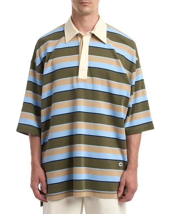AMI Paris Oversize Fit Stripe Polo Shirt - Multi