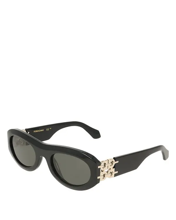 FERRAGAMO 54mm Oval Sunglasses - Black