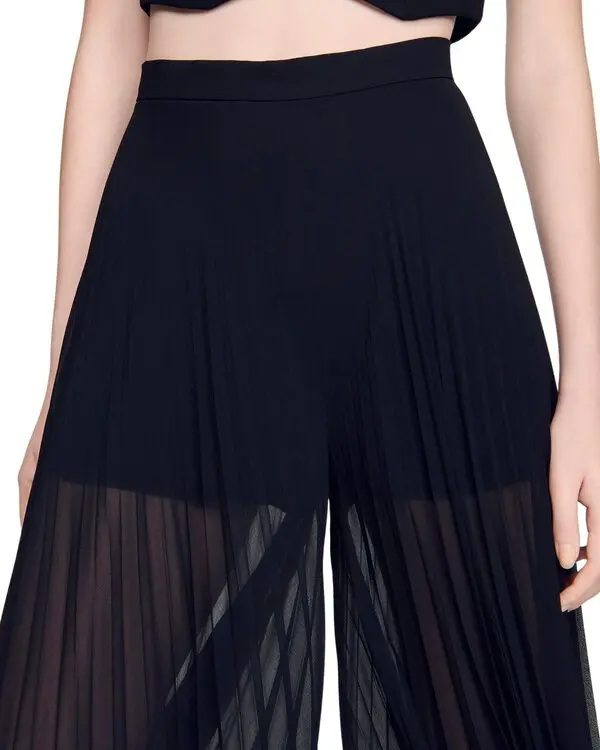 Sandro Pleated Wide Leg Trousers