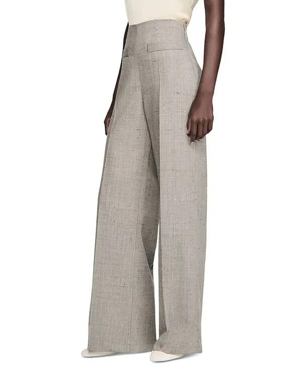 Sandro Loyo Wide Leg Checkered Pants