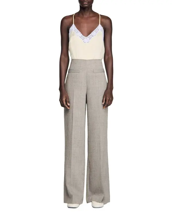 Sandro Loyo Wide Leg Checkered Pants