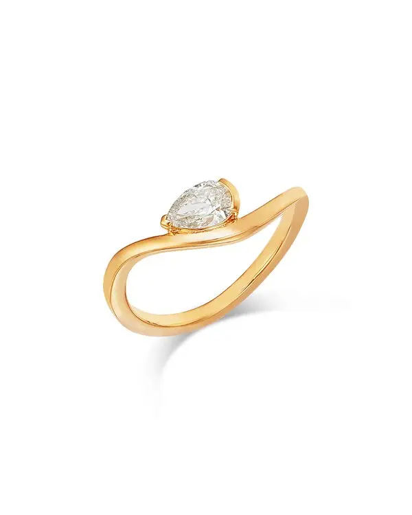 MOON & MEADOW 14k Yellow Lab Grown Diamond Pear Wave Ring - Gold