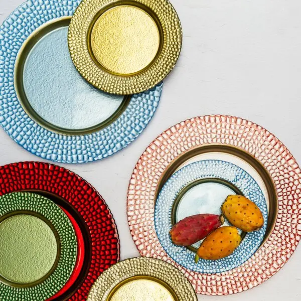VIETRI Pelli Glass Salad Plate - Blue