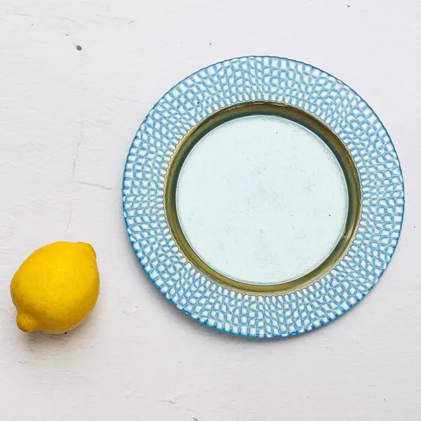 VIETRI Pelli Glass Salad Plate - Blue