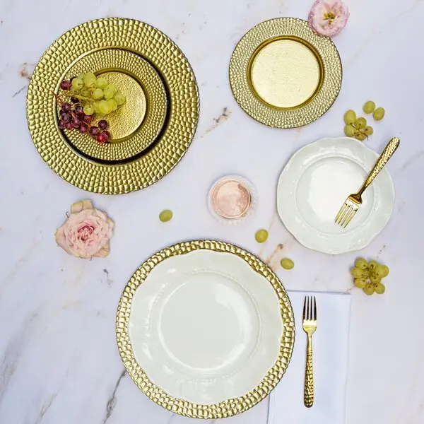 VIETRI Pelli Glass Salad Plate - Gold