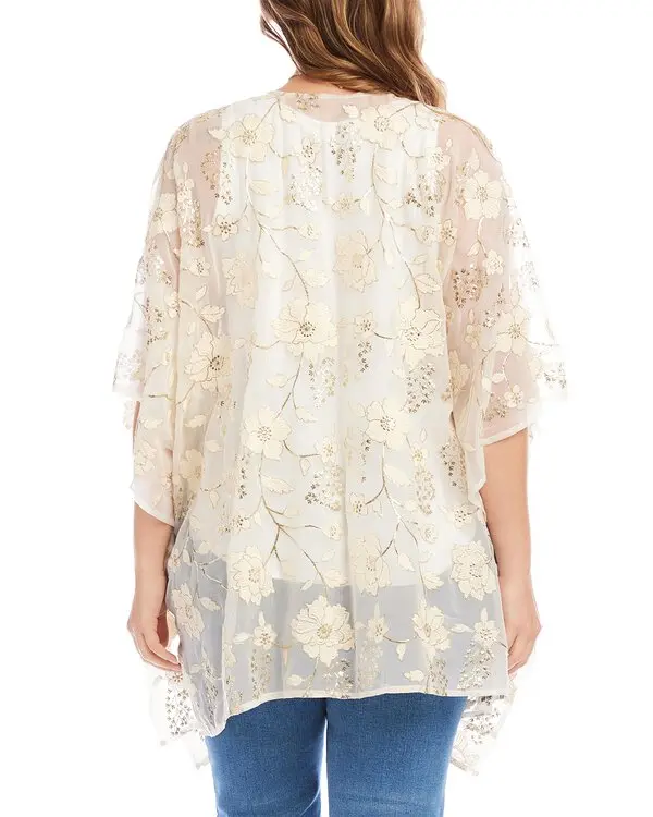Karen Kane Floral Embroidered Open Front Jacket