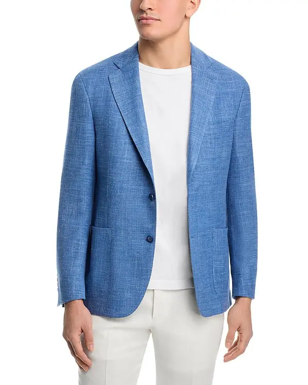 Vince Wool, Silk And Linen Textured Slim Fit Sport Coat - Blue