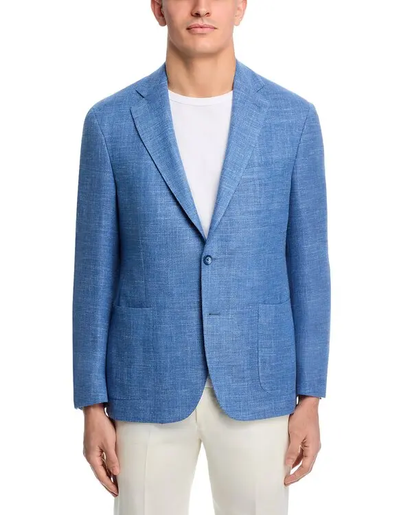 Vince Wool, Silk And Linen Textured Slim Fit Sport Coat - Blue
