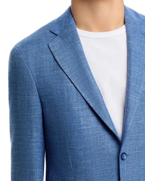 Vince Wool, Silk And Linen Textured Slim Fit Sport Coat - Blue
