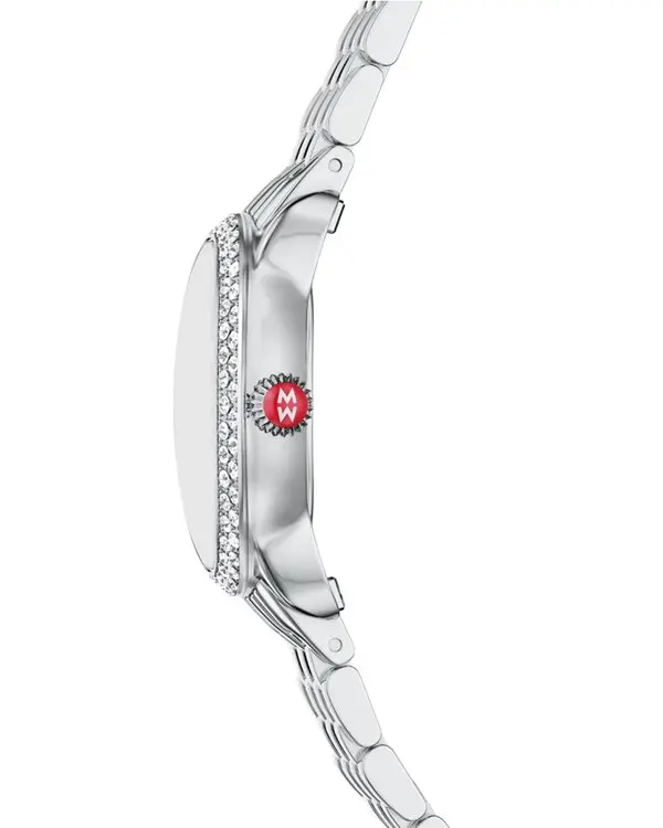 Michele Serein Oval Diamond Stainless Steel Watch - Mop/silver