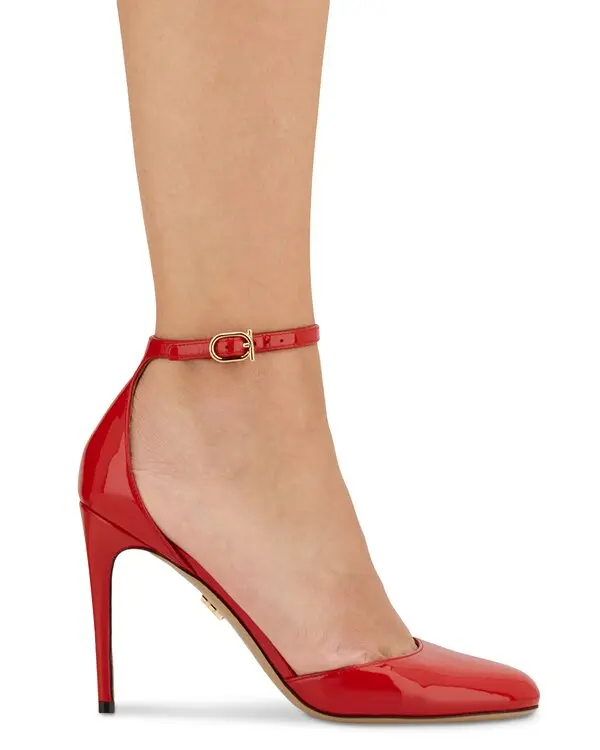 FERRAGAMO Leather Stiletto Pumps - Flame Red