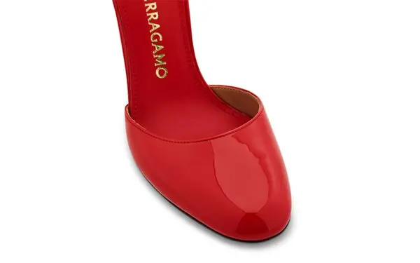 FERRAGAMO Leather Stiletto Pumps - Flame Red