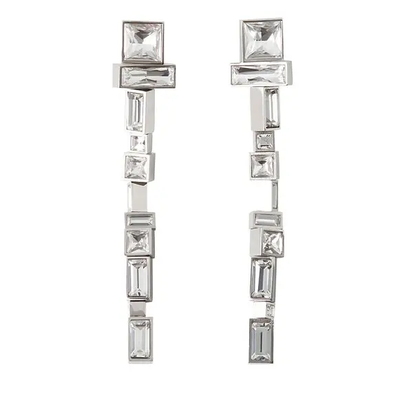 LANVIN Rhythmique Long Crystal Earrings - Silver.