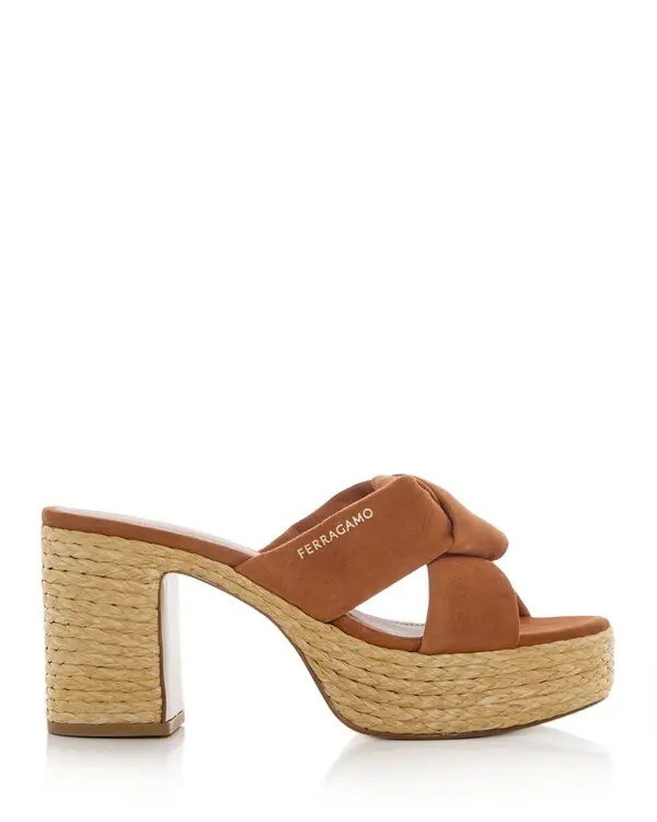 FERRAGAMO Douglas Espadrille Sandals - Cognac
