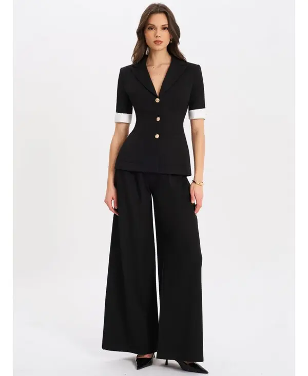 MISS CIRCLE NEW YORK Aleeza Wide Leg Suit Pants