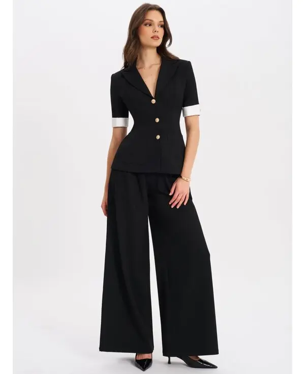 MISS CIRCLE NEW YORK Aleeza Wide Leg Suit Pants