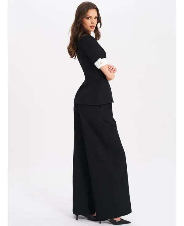MISS CIRCLE NEW YORK Aleeza Wide Leg Suit Pants