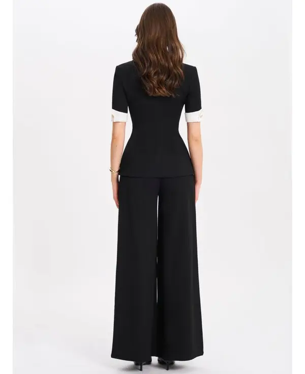 MISS CIRCLE NEW YORK Aleeza Wide Leg Suit Pants