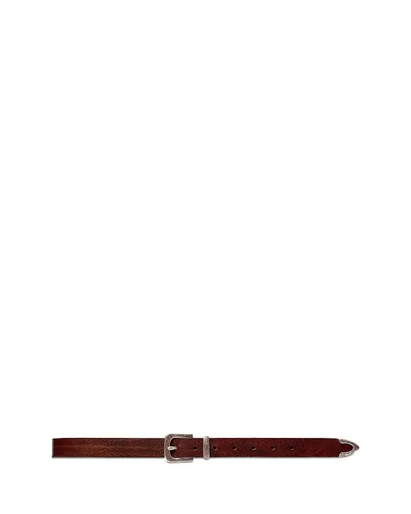 BLACK SUEDE STUDIO Western Leather Belt - Brown/silver
