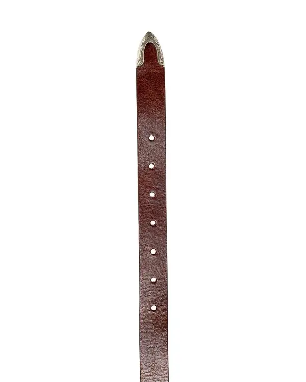BLACK SUEDE STUDIO Western Leather Belt - Brown/silver