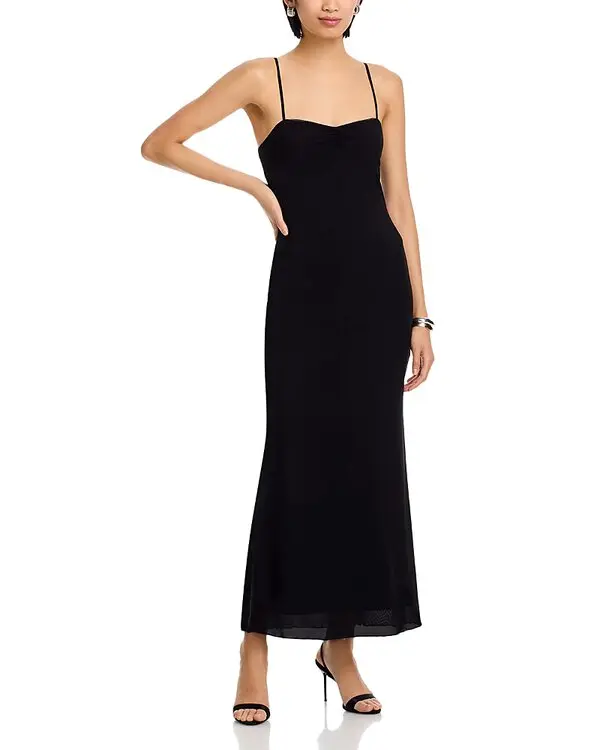 Aqua Solid Mesh Maxi Dress
