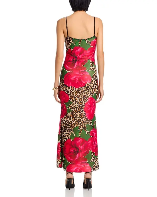 Aqua Mesh Maxi Dress - Leopard Florals