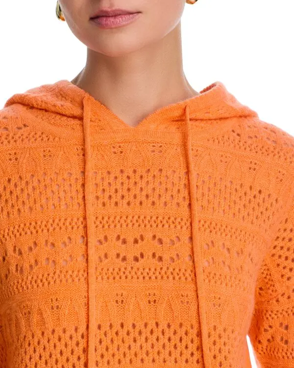 Bloomingdale'S Pointelle Hoodie Sweater - Orange Sherbert
