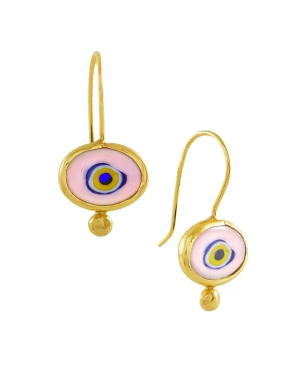 OTTOMAN HANDS Alara Evil Eye Drop Earrings - Gold