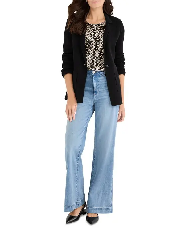 NIC+ZOE Lacy Diamonds Day Gloss Woven Tee - Black Multi