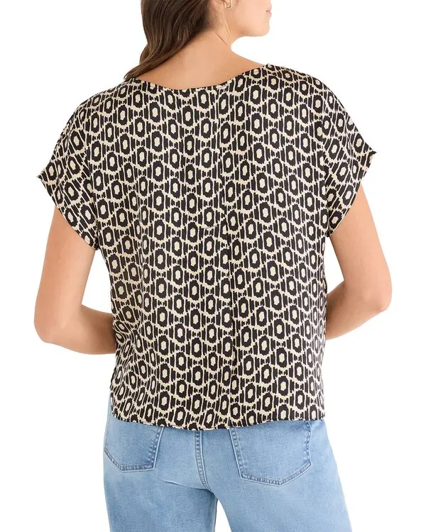 NIC+ZOE Lacy Diamonds Day Gloss Woven Tee - Black Multi