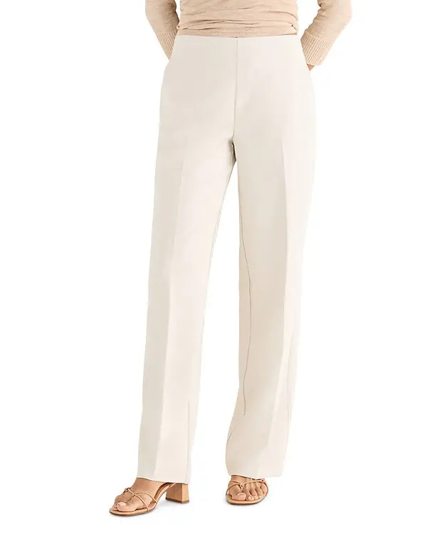 NIC+ZOE Lenox Wide Leg Accent Stitch Pants - Coconut