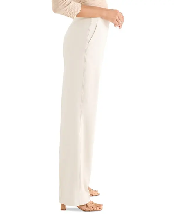 NIC+ZOE Lenox Wide Leg Accent Stitch Pants - Coconut