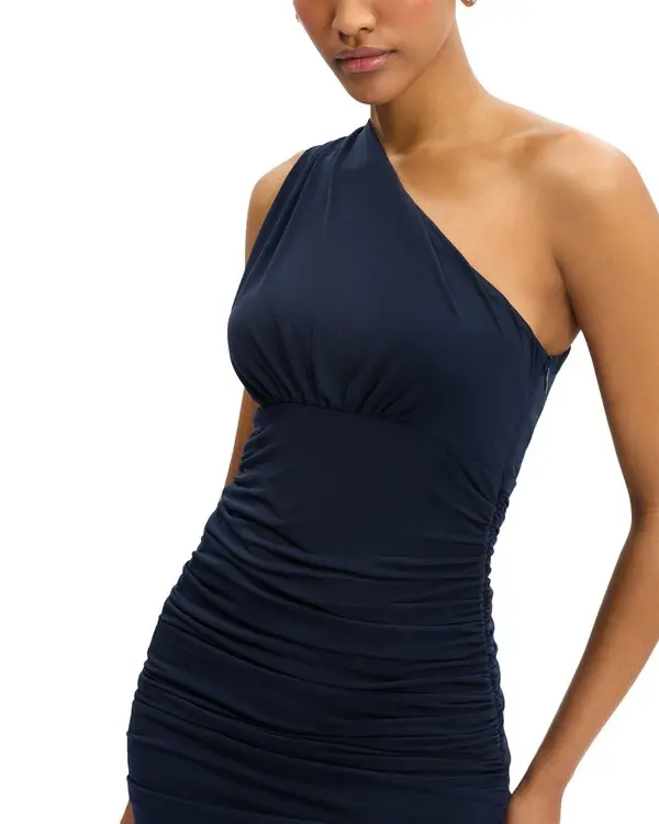 Herve Leger One-shoulder Ruched Jersey Midi Dress