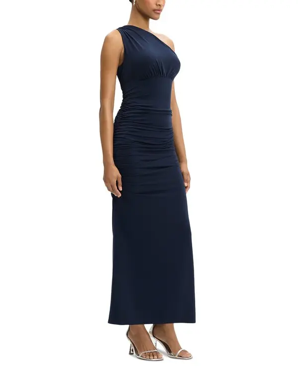 Herve Leger One-shoulder Ruched Jersey Midi Dress