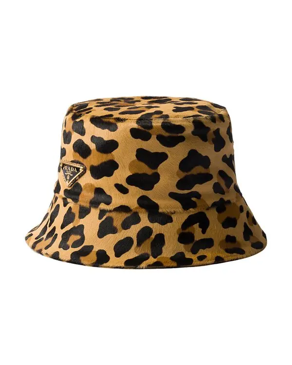 Prada Printed Leather Bucket Hat - Neutral