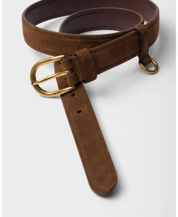 Prada Suede Belt - Brown