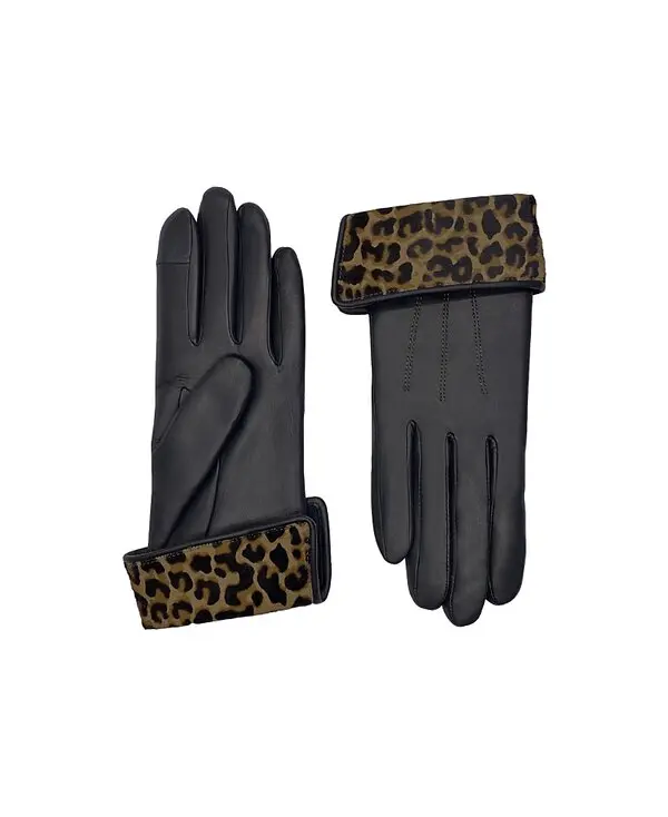 AGNELLE Fanny Contrast Cuff Gloves - Black Panther